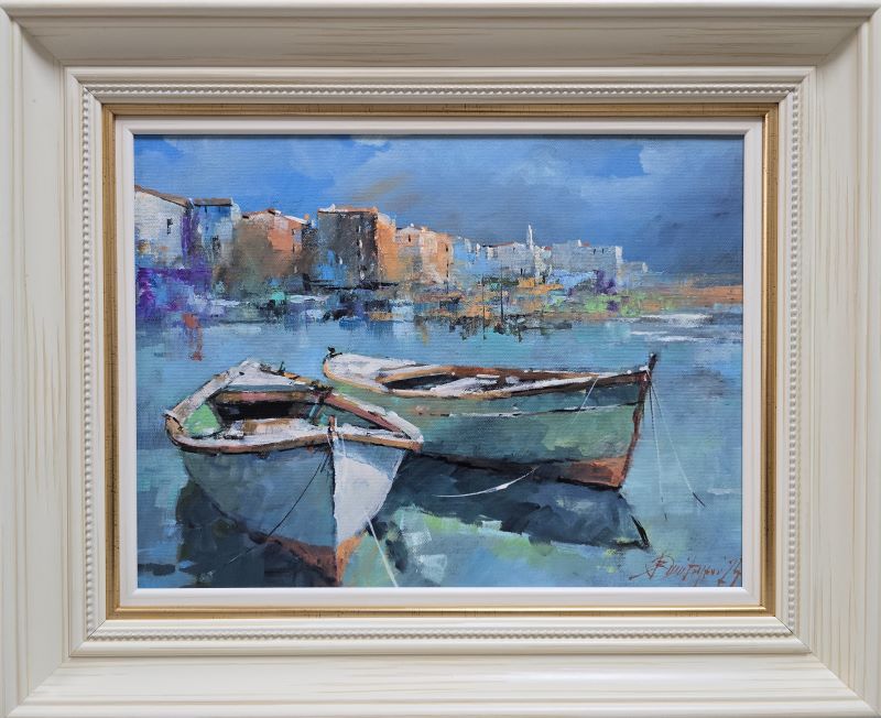 Barke 2, Branko Dimitrijević, ulje na platnu, luks uramljena, sa 44×54 ...